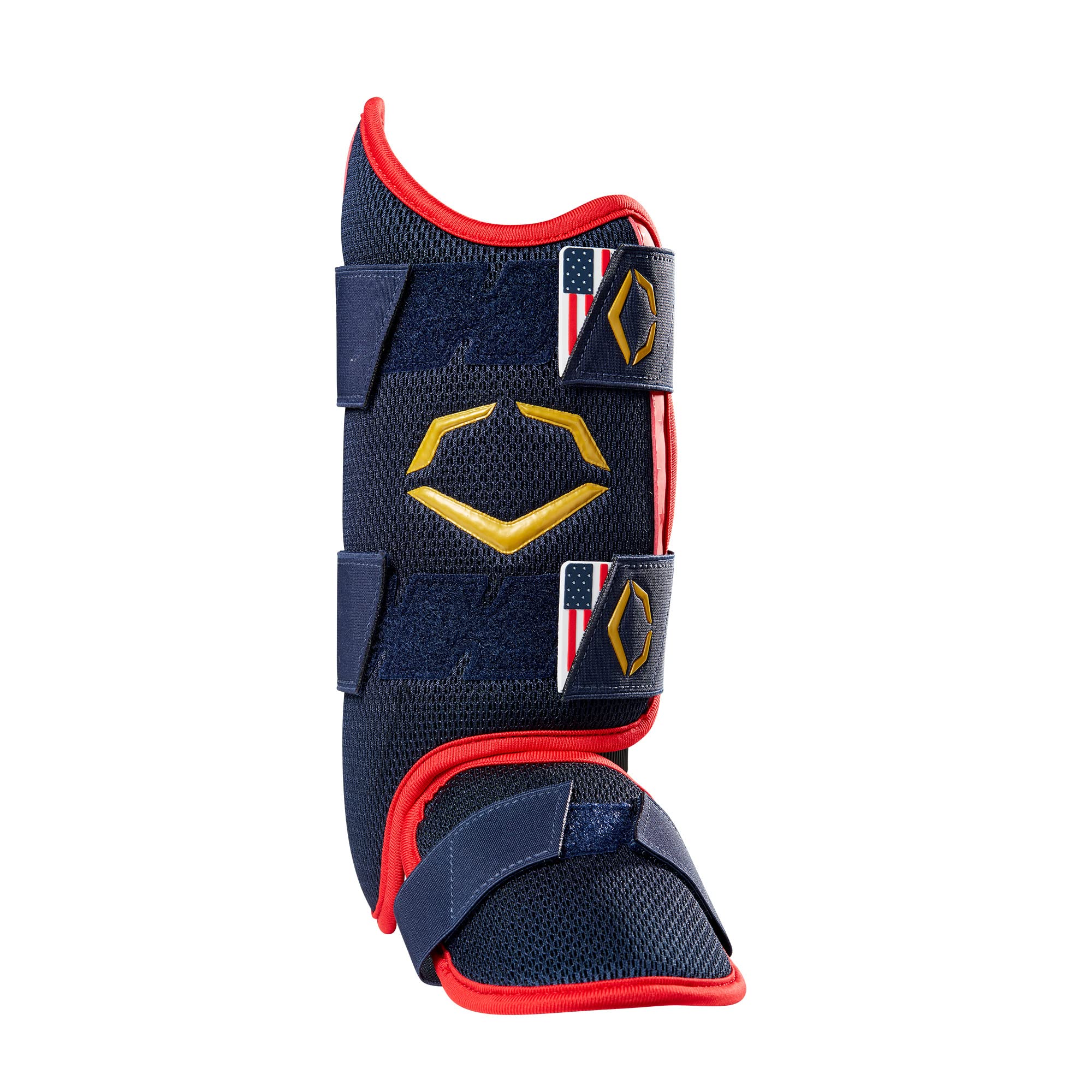 EvoShield X-SRZ USA Flag Batter's Leg Guard - Left Hand Hitter, USA/Navy/Red