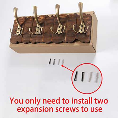 sfycc Coat Hook, Hook Rack, Wall Hook Rack, 4 Tri Hooks, Metal Clothes Hook, Rustic Coat Rack for Entryway Bathroom Bedroom Kitchen(1-Pack)