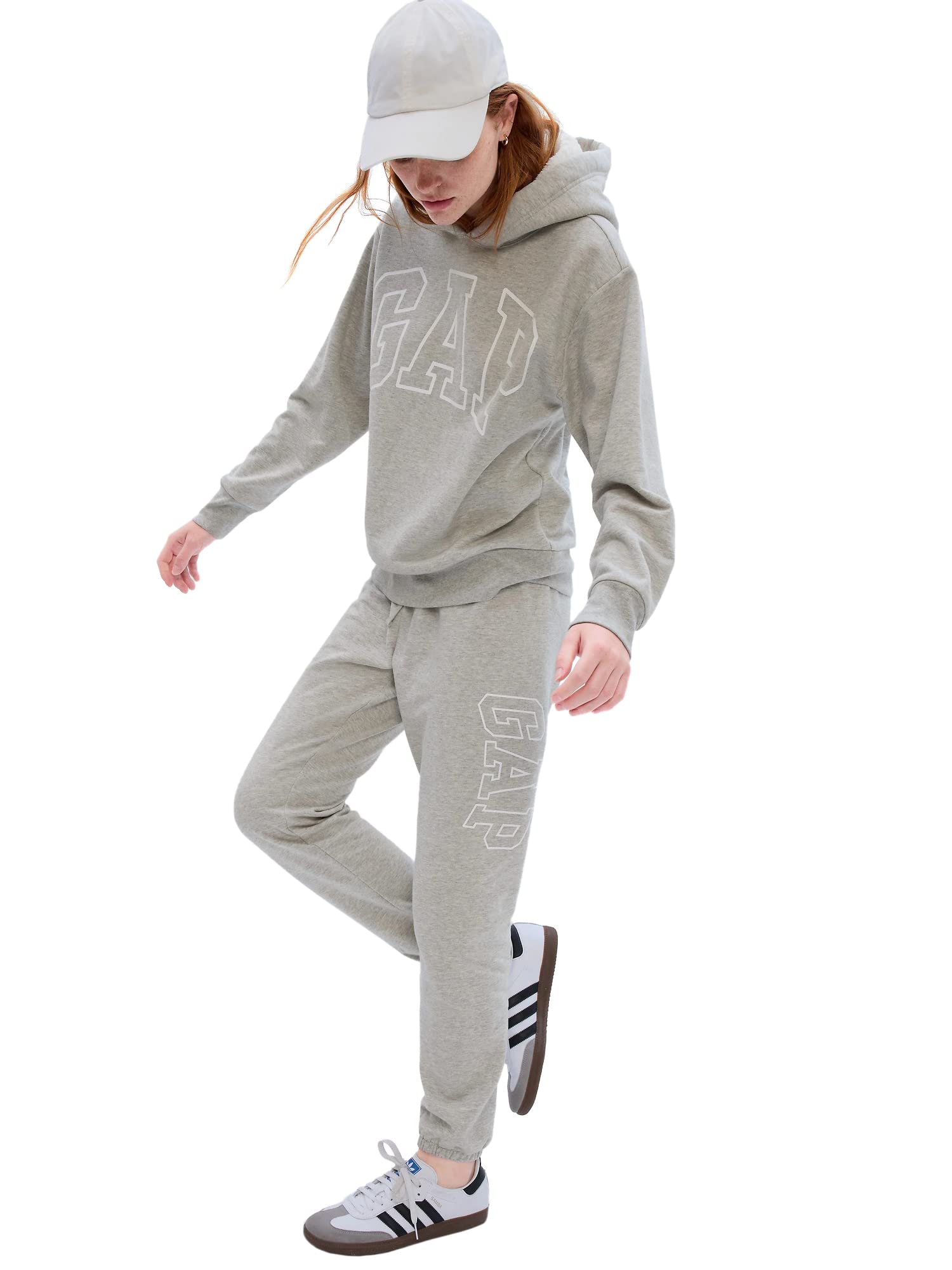 GAP Womens Oversized Logo Fleece Joggers Sweatpants, Light Heather Grey, Medium US