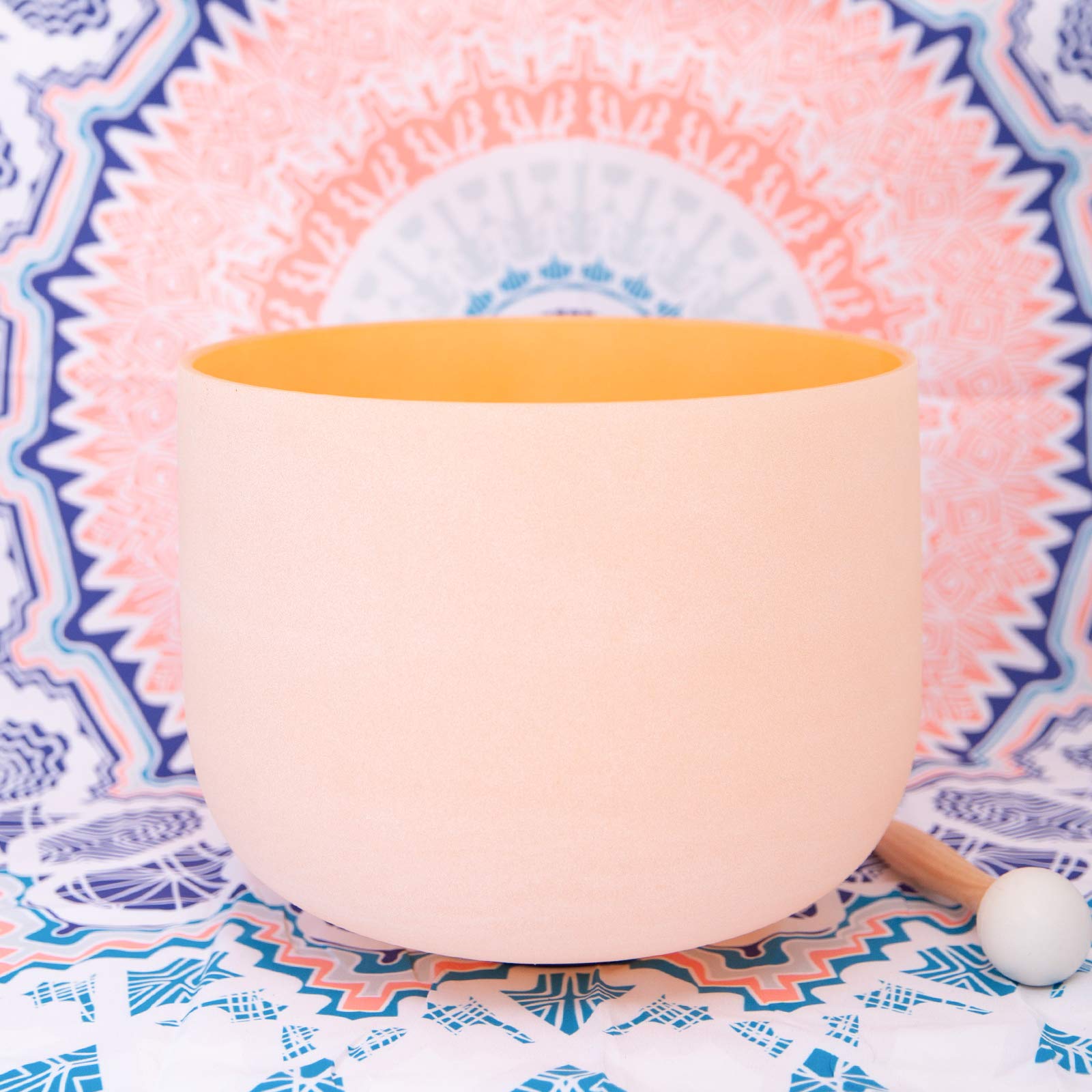 ENERGYSOUND Orange Colored Frosted D Note Sacral Chakra Quartz Crystal Singing Bowl 10 inch with Heavy Duty Case Bag mallet and o-ring included