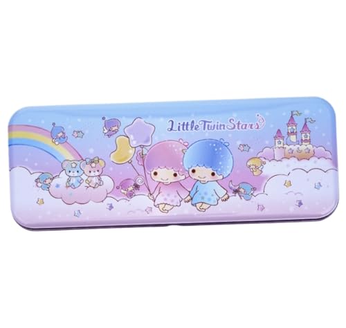 Twin Stars Little Pencil Pen Stationery Metal Box Makeup Tool Brush Holder Storage Case Tin