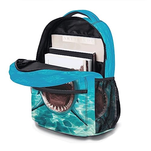 oallpu 3D Shark Backpack, Stylish Laptop Bag Cool Daypack with Adjustable Shoulder Strap, Lightweight Durable Shark Shoulders Backpack (3D Shark)
