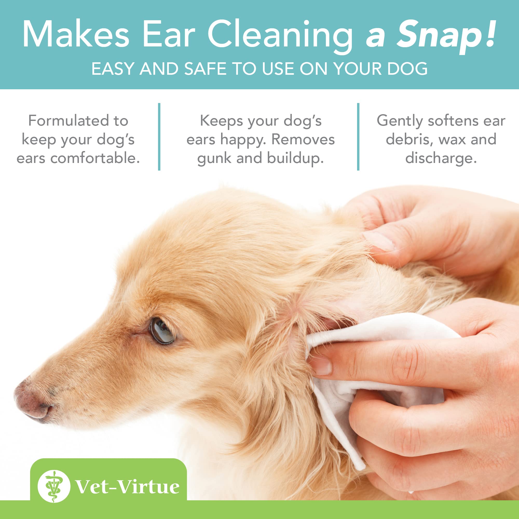 VET-VIRTUE Fragrance Free Ear Wipes for Dogs
