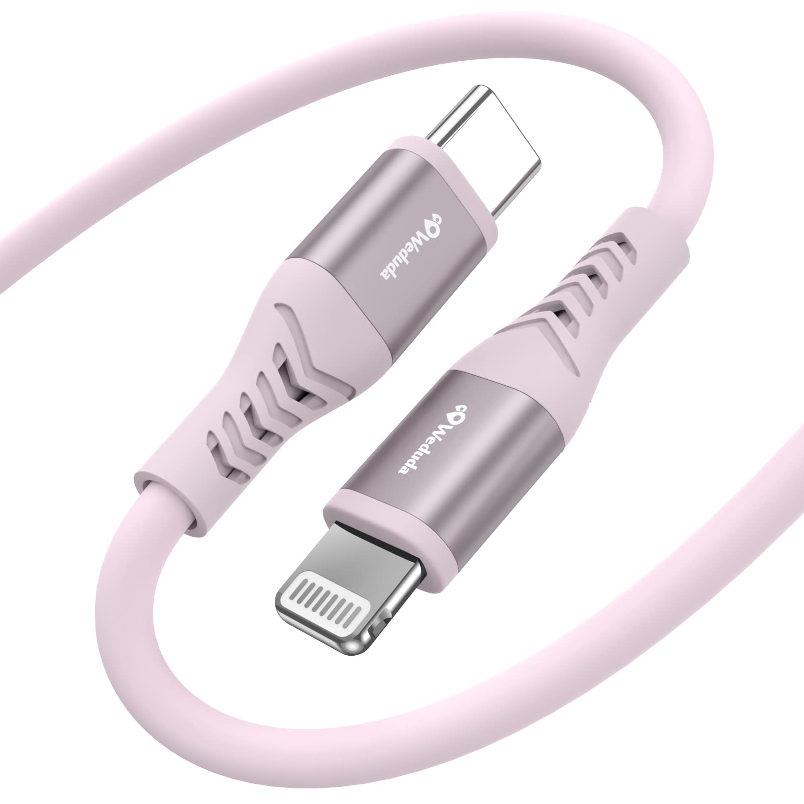 Weduda USB C to Lightning Cable 6 FT Apple MFi Certified iPhone Fast Charger Type c to Lightning Cable Silicon iPhone Cord for iPhone 13 12 11 Pro Max Xr Xs 8 7 6 Plus and More (Pink)