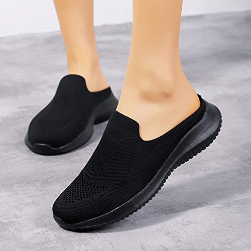 FASDNENDYS Walking Shoes for Women Arch Support Slip On Breathable Comfortable Womens Sneaker Booties and Boots Black