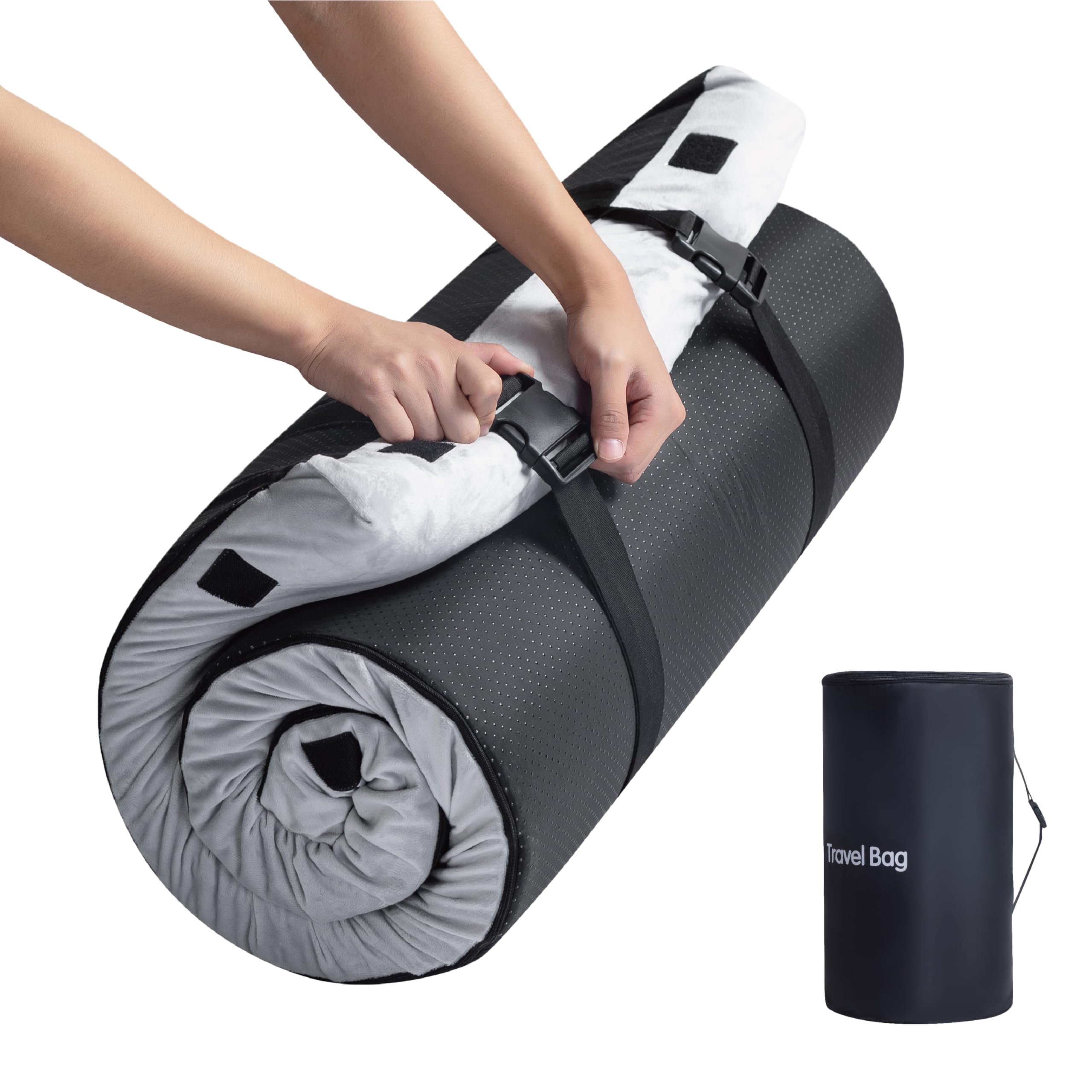 EGO Roll up Twin Mattress Memory Foam CertiPUR-US Certified, Floor Mattress Mat for Camping, Car Mattress Sleeping Pad, Portable with Travel Bag