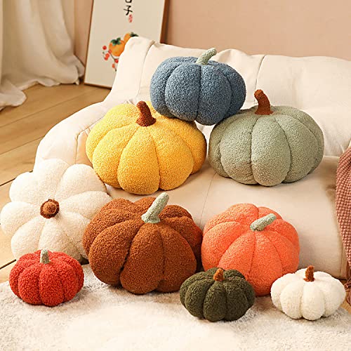 Sdetrcq Halloween Pumpkin Pillow Decor, Pumpkin Plush Pillow Fleece Stuffed Pumpkins Decoration Halloween Pumpkins Throw Pillow for Couch, Soft Halloween Pumpkin Decor Gifts (White, 8'')