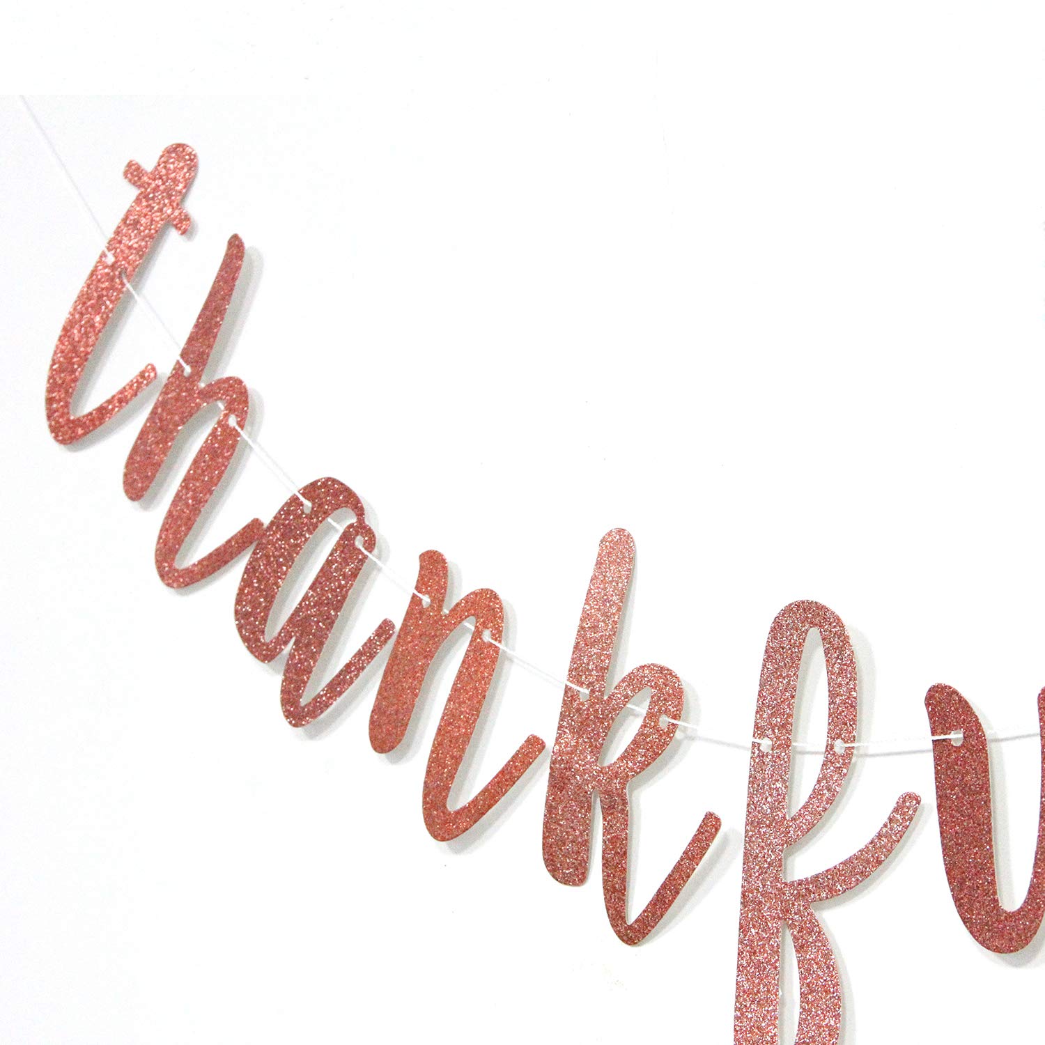 Rose Gold Glitter Thankful AF Banner-Great for Thanksgiving Day Party Decor-Baby Bridal Shower Birthday Party Decorations-Office Work Party Decorations