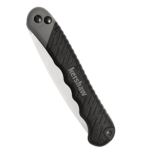 Kershaw Taskmaster Folding Saw (2555X); for Camping and Hunting with Serrated High Performance 7 in. Steel Blade, Lock Button Release and Glass-Filled Nylon Handle with Rubber Overlay