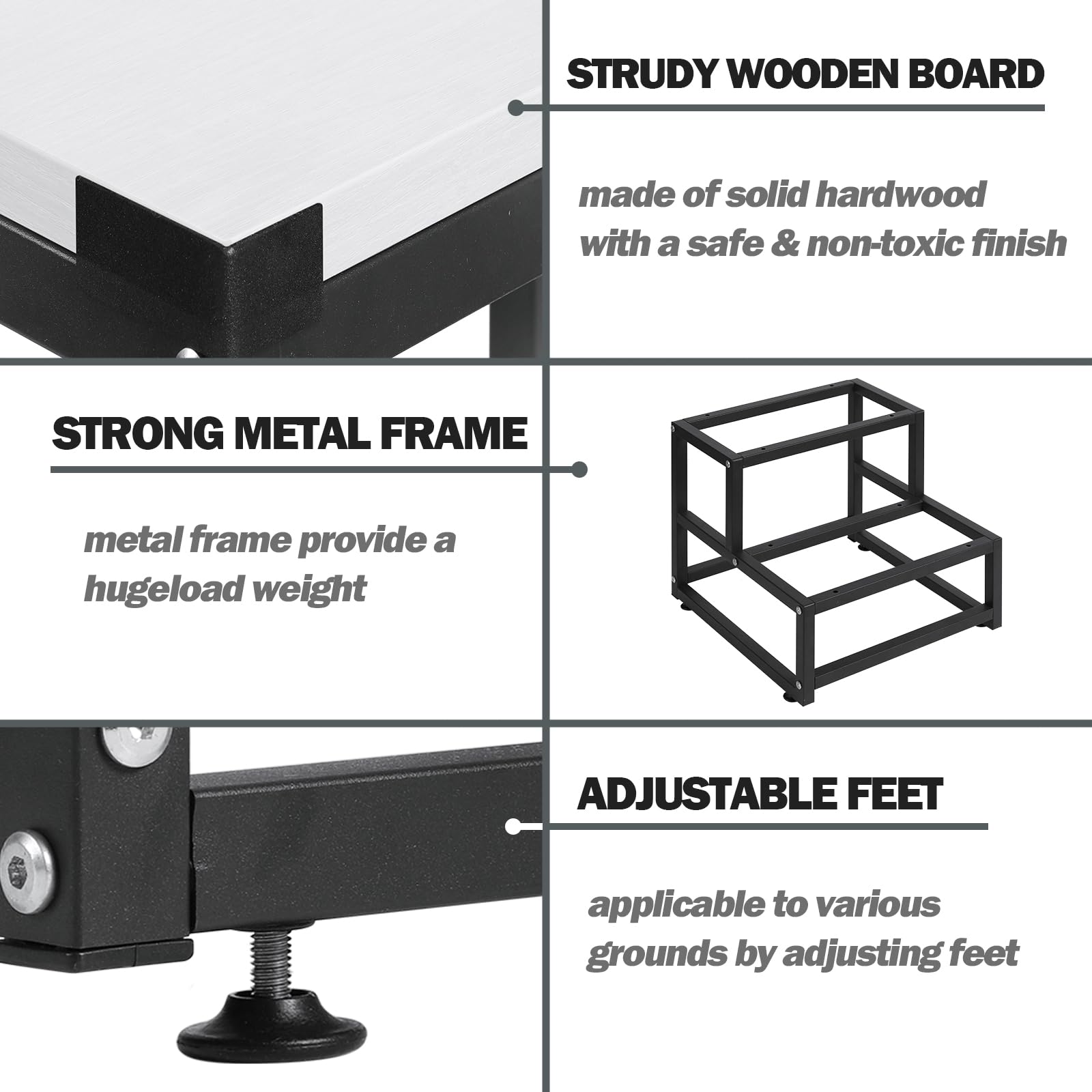 LIANTRAL Step Stool for Adults Kids, 2 Step Stool, Heavy Duty Steel Sturdy Wooden Step Stool Helper, Supports Up to 500lb, Foot Stool, Step Stool for High Bed, Sofa - White