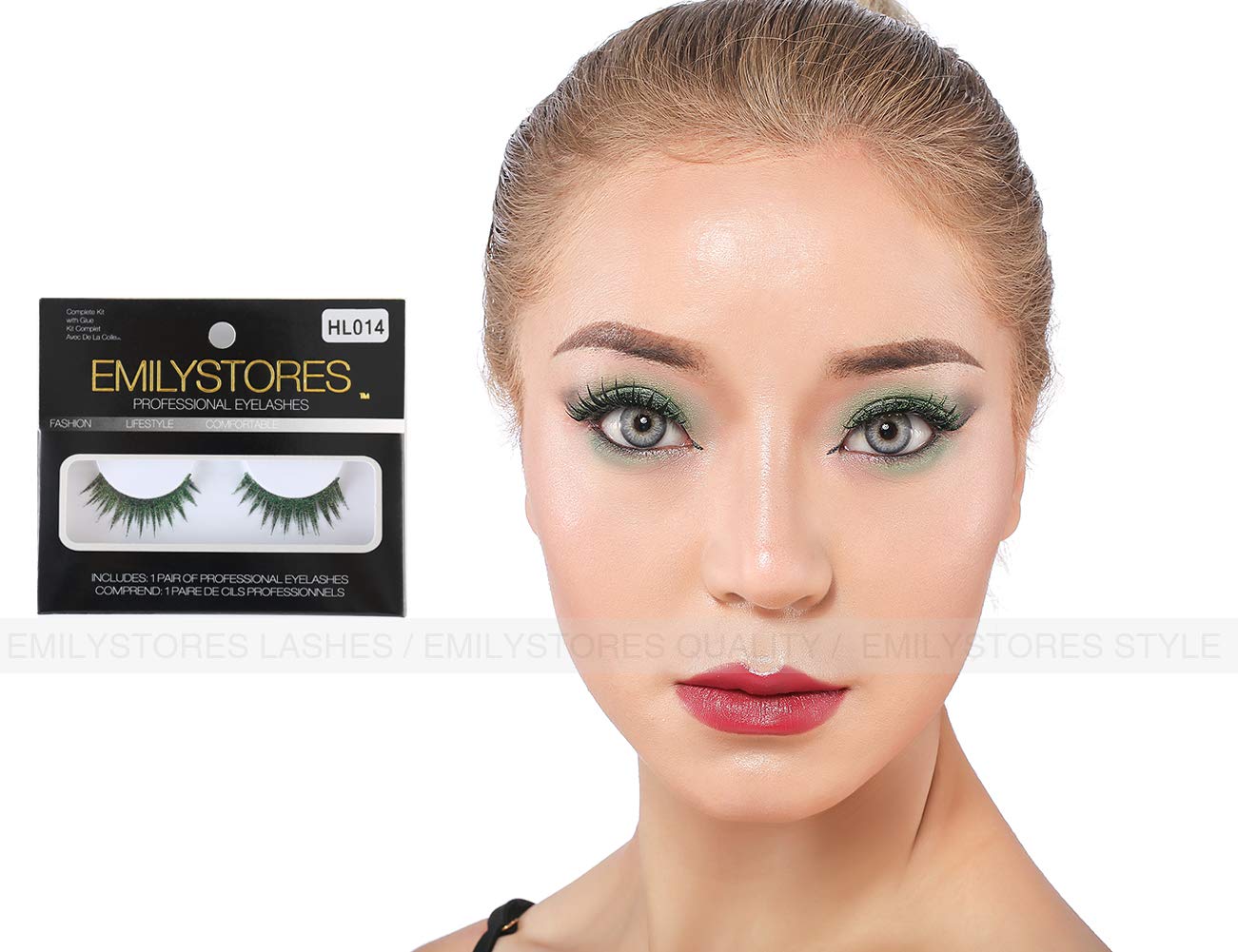 EMILYSTORES Green Wing Shining Star Costume Eye Lashes For Halloween, Dramatic Eyelashes, Party Looking, 1 Pair