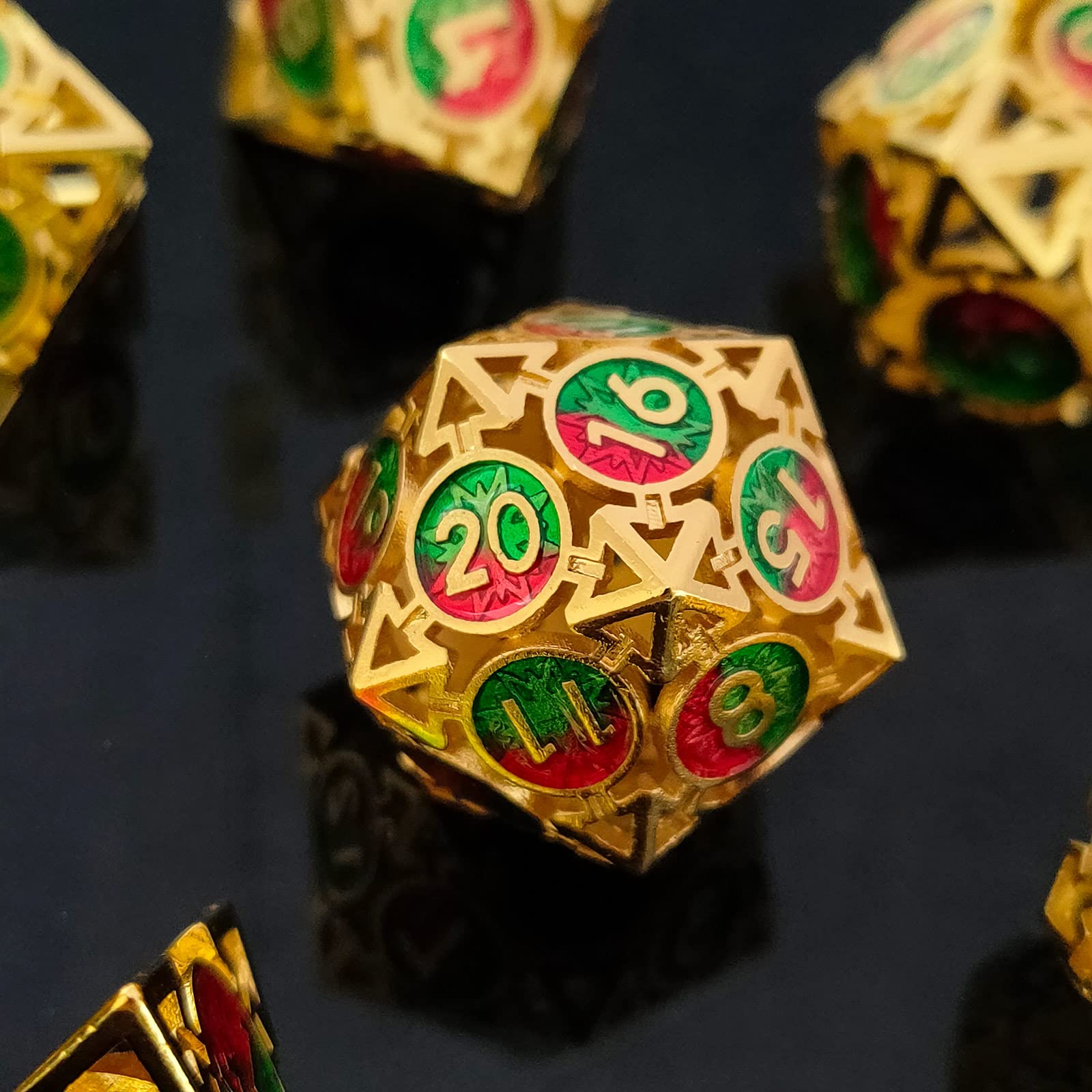 GIUADKXD Metal DND Dice Set - D&D Dungeons & Dragons Dice 7 Piece Polyhedron Dice Set D20MTG Dice Set Game RPG Warhammer Dice Accessories Gift D4 D6 D8 D10 D10% D12 D20 Dice Set - Silver and Blue