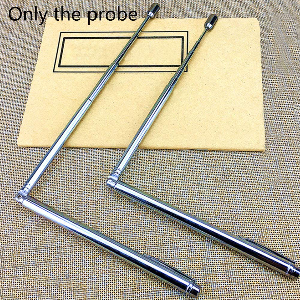 Dowsing Rod Silver, 2 Pcs Retractable Divining Rods Water Divining, Energy Healing, Paranormal - Detect Gold, Water, Ghost Hunting etc (Silver)