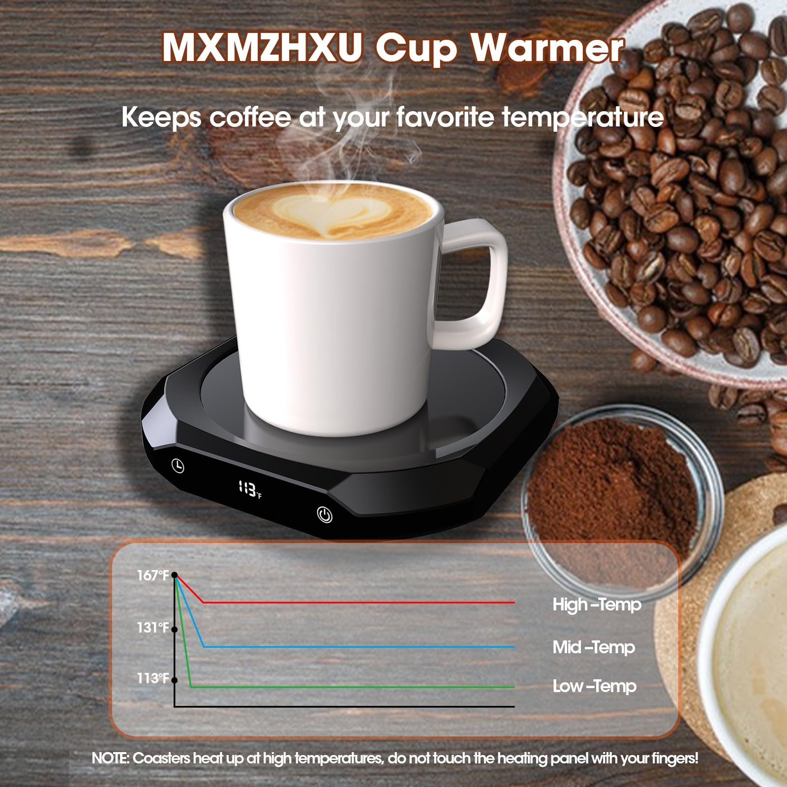 Mug Warmer for Desk - 36W Smart Coffee Cup Warmer with Timer, Auto Shut Off, 3 Heat Settings, Keep Your Coffee Warm for Office Hours,Perfect Coffee Gifts (Black)