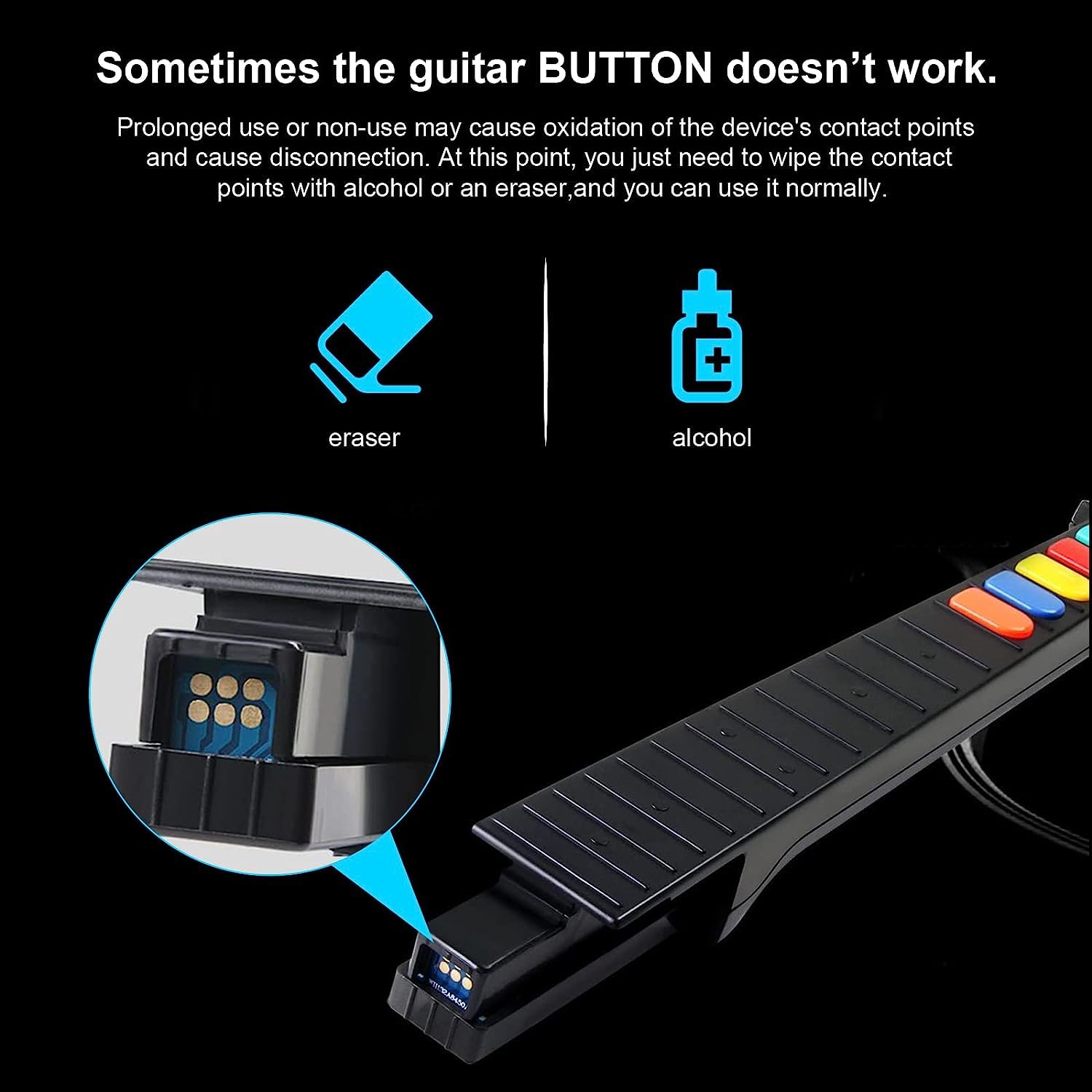 DOYO Wii Guitar Hero, Wireless Guitar Hero Controller for Guitar Hero Wii and Rock Band 2 Wii U Games (Excluding Rock Band 1) with Strap, Color Black