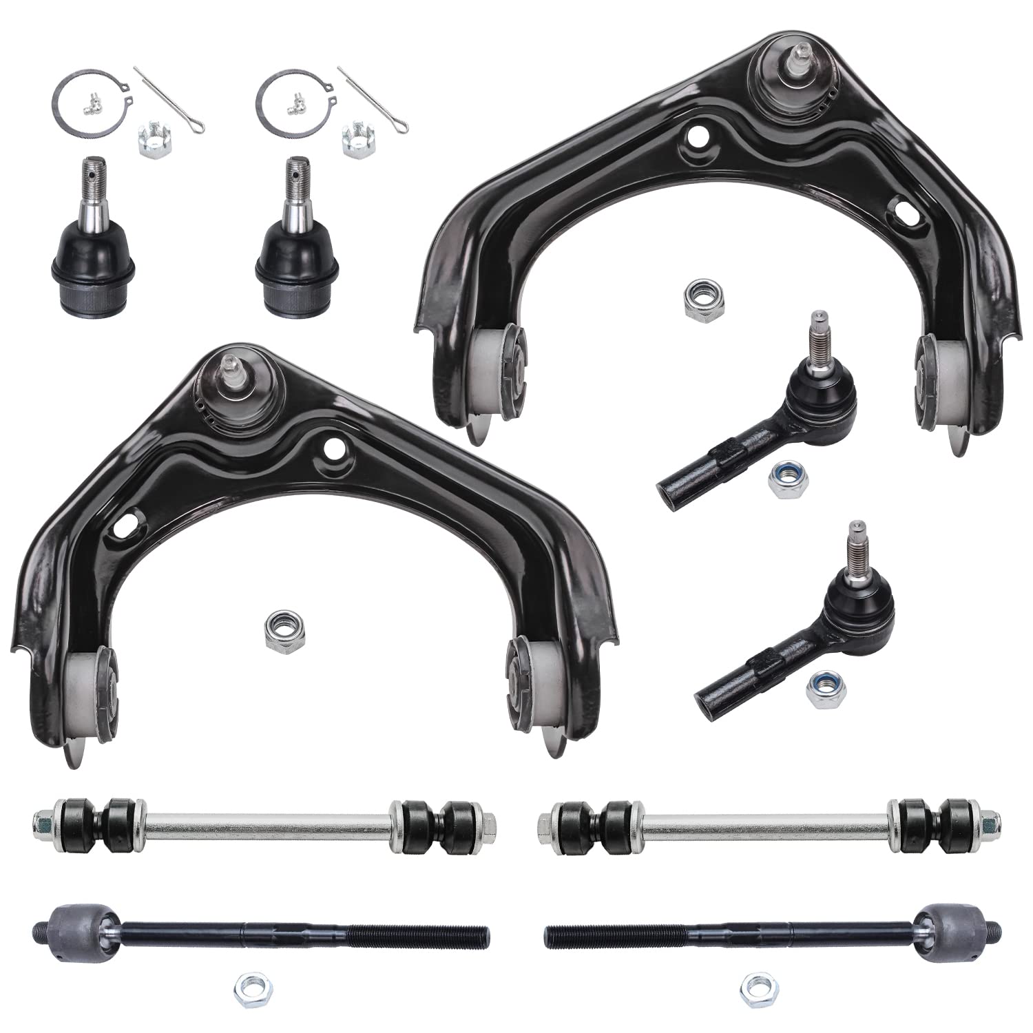Detroit Axle - Front End 10pc Suspension Kit for 2006-2010 Ford Explorer Mercury Mountaineer 2007-2010 Explorer Sport Trac, 2 Upper Control Arms 2 Lower Ball Joints 2 Sway Bars 4 Tie Rods Replacement