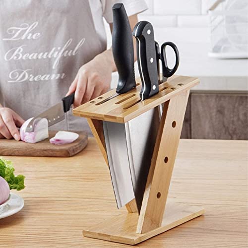 Knife Storage Knife Block Knife Holder Kitchen Bamboo Knives Blocks Storage Rack Cutter Storage Knives Holder Multi-function Tool Knife Stand Knife Rack Knives Storage