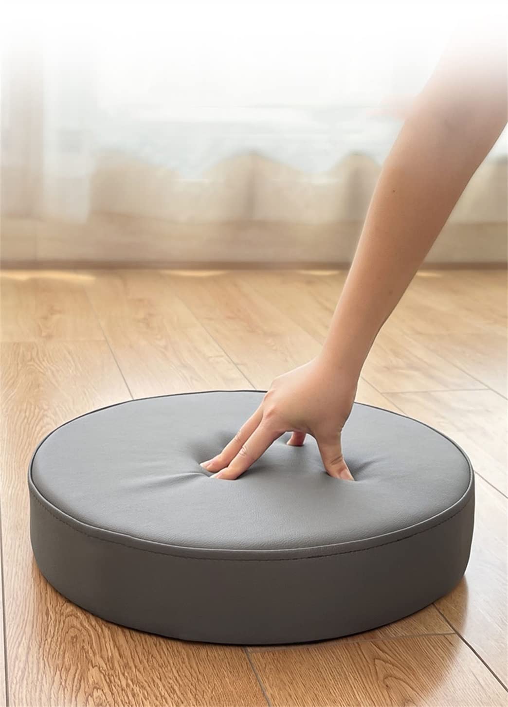 HAiHALA Breathable Leather Cushion - Round Kitchen Dining Chair Seat Cushion Chair Pad - High Stool Chair Cushion - Bar Chair Seat Pad Butt Pillow (Color : White, Size : 45 * 45 * 5cm)