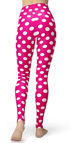 sissycos Women's Polka Dots Printed Leggings 80s Buttery Soft Stretchy Pants (Large-XX-Large, Polka Dots Rose Red)
