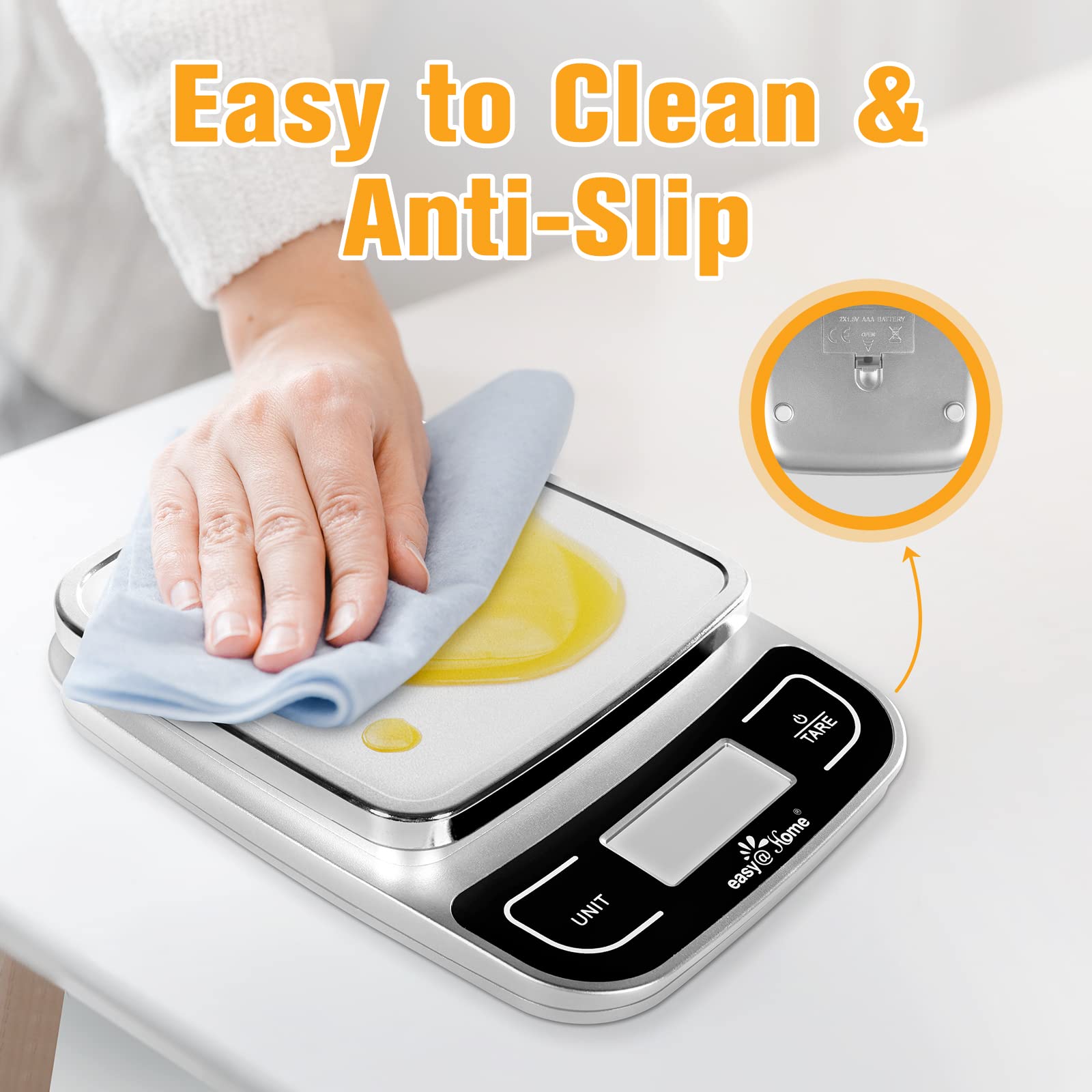 Easy@Home Digital Kitchen Scale Food Scale with High Precision to 0.04oz and 11 lbs capacity, Digital Multifunction Measuring Scale, EKS-202