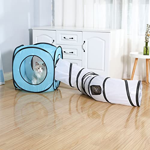 Shank Ming Cat Tunnels for Indoor Cats, Collapsible Cat Tunnel Toy and Cubes Combo, Pet Tunnel for Puppy Rabbit