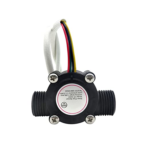 JAERB 1/2" Water Heater Water Flow Sensor 1.75MPa Sensor Turbine Flowmeter DC5~18V with Temperature Induction
