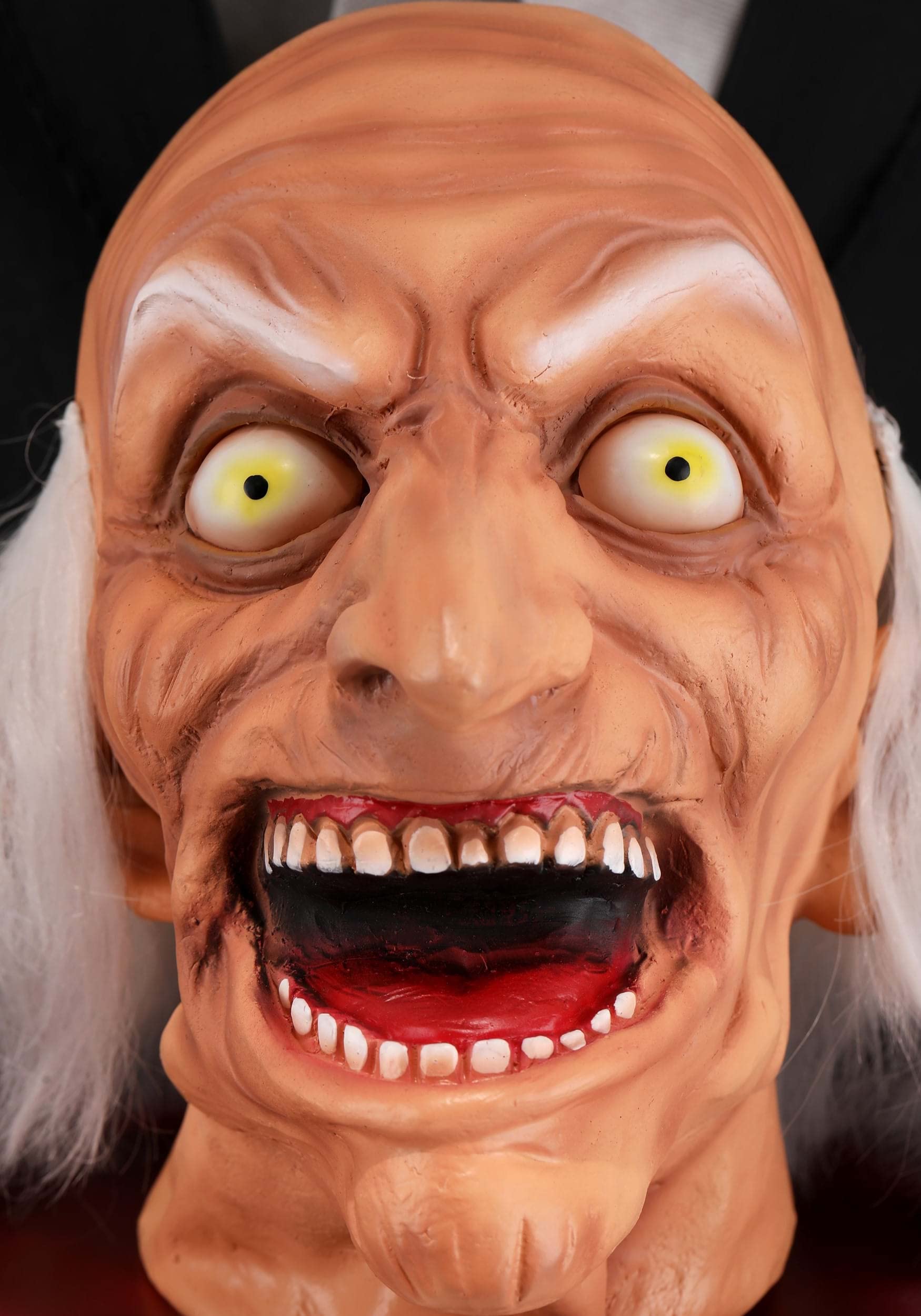 Fun Costumes 5ft Black Head on a Platter Butler Animated Outdoor Decoration, Zombie Maid Light-Up Eyes Adjustable Volume Decor Standard