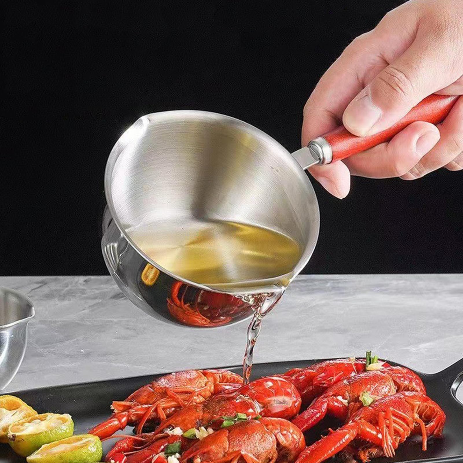 Mini Butter Warmer Pot, 300ml Premium Stainless Steel Design Oil Warmer Pan for Frying Drizzling and Pouring