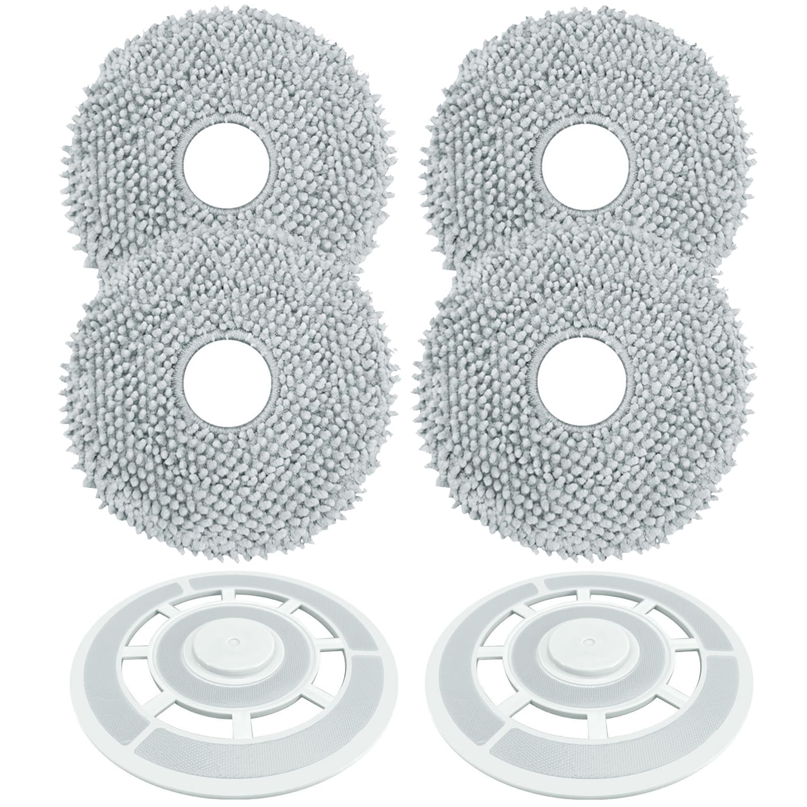 Mop Cloth Pad With Bracket Compatible for Roborock Q Revo/P10 Robotic Vacuum Cleaner Accessories Kit Replacement Parts, 4 Microfiber Mopping Pad+2 Mop Cloth Bracket