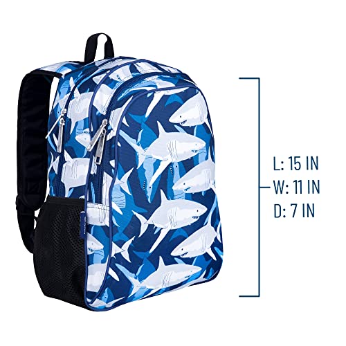 Wildkin 15-Inch Kids Backpack for Boys & Girls, Perfect for Early Elementary Daycare School Travel, Features Padded Back & Adjustable Strap (Sharks)