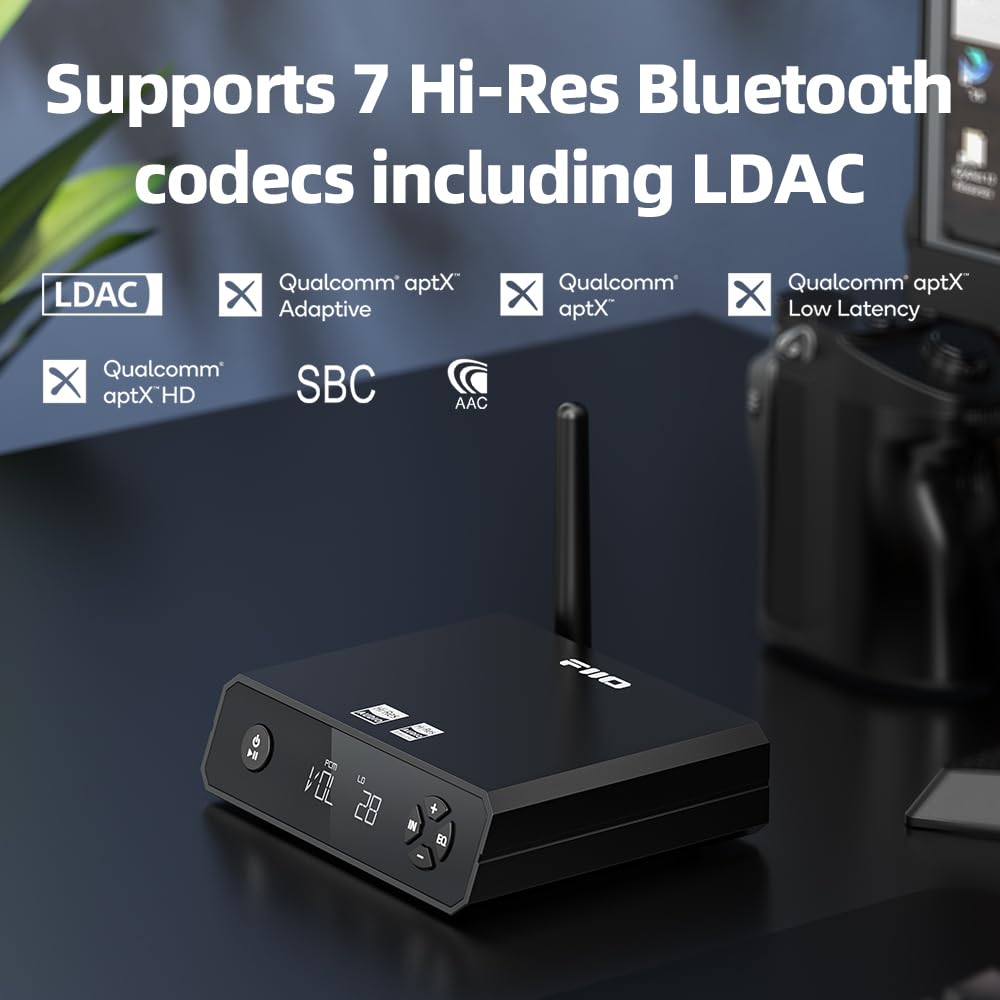 FiiO/JadeAudio BR13 HiFi Bluetooth Receiver with 5.1 LDAC/aptX Low Latency for Home Stereo/TV, USB DAC,High Fidelity 24 bit, RCA Optical Coaxial Output