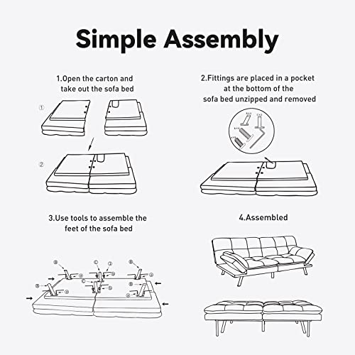 Opoiar Futon Memory Foam Couch Bed with Mattress and Frame Included,Comfortable Faxu Loveseat Sleeper Sofa for Dorm Apartment Office College Small Space Bedroom RV Living Room, Brown Leather