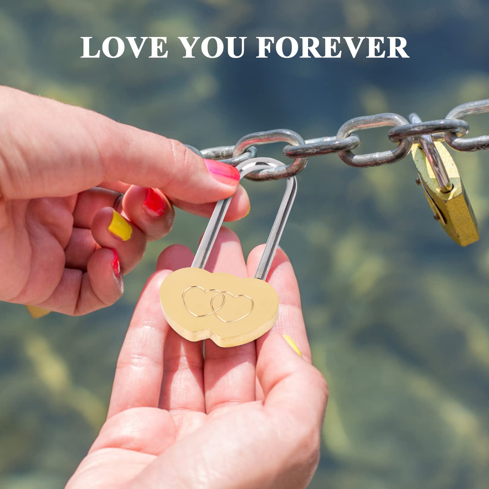 VeYocilk 3.5" 50mm Love Lock Double Heart Padlock Without Key for Lovers Wedding,Valentines,Anniversary,Travel(NO Key)