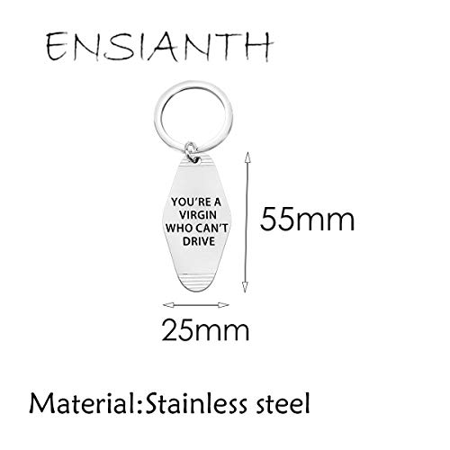 ENSIANTH Hotel Keychain Clueless Inspired Keychain You're a Virgin Who Can't Drive Motel Key Tag (Who Can't Drive)