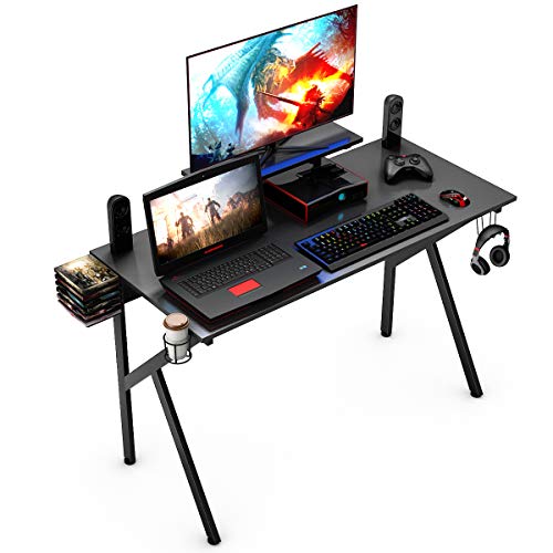 Tangkula Gaming Desk Computer Desk, Gaming Workstation with Cup and Headphone Holder, K-Shaped Gamer Table, PC Laptop TableĀ for Pro Gamer