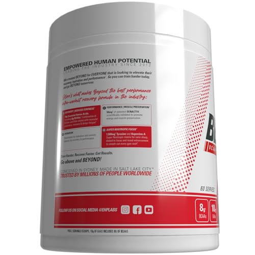 EHP Labs Beyond BCAA Powder Amino Acids Post Workout Recovery - BCAAs Essential Amino Acids EAA Supplements Powder - 10g Amino Acids Supplement for Muscle Recovery, 60 Servings (Raspberry Refresh)