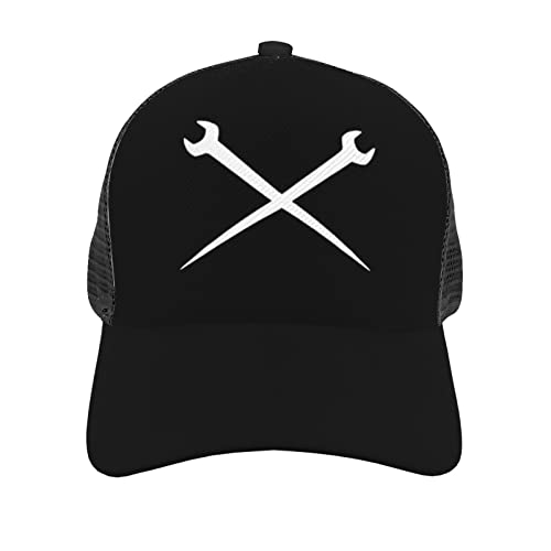 Ironworker Crossed Tools Mesh Hat Unisex Adjustable Curved Brim Baseball Cap Black