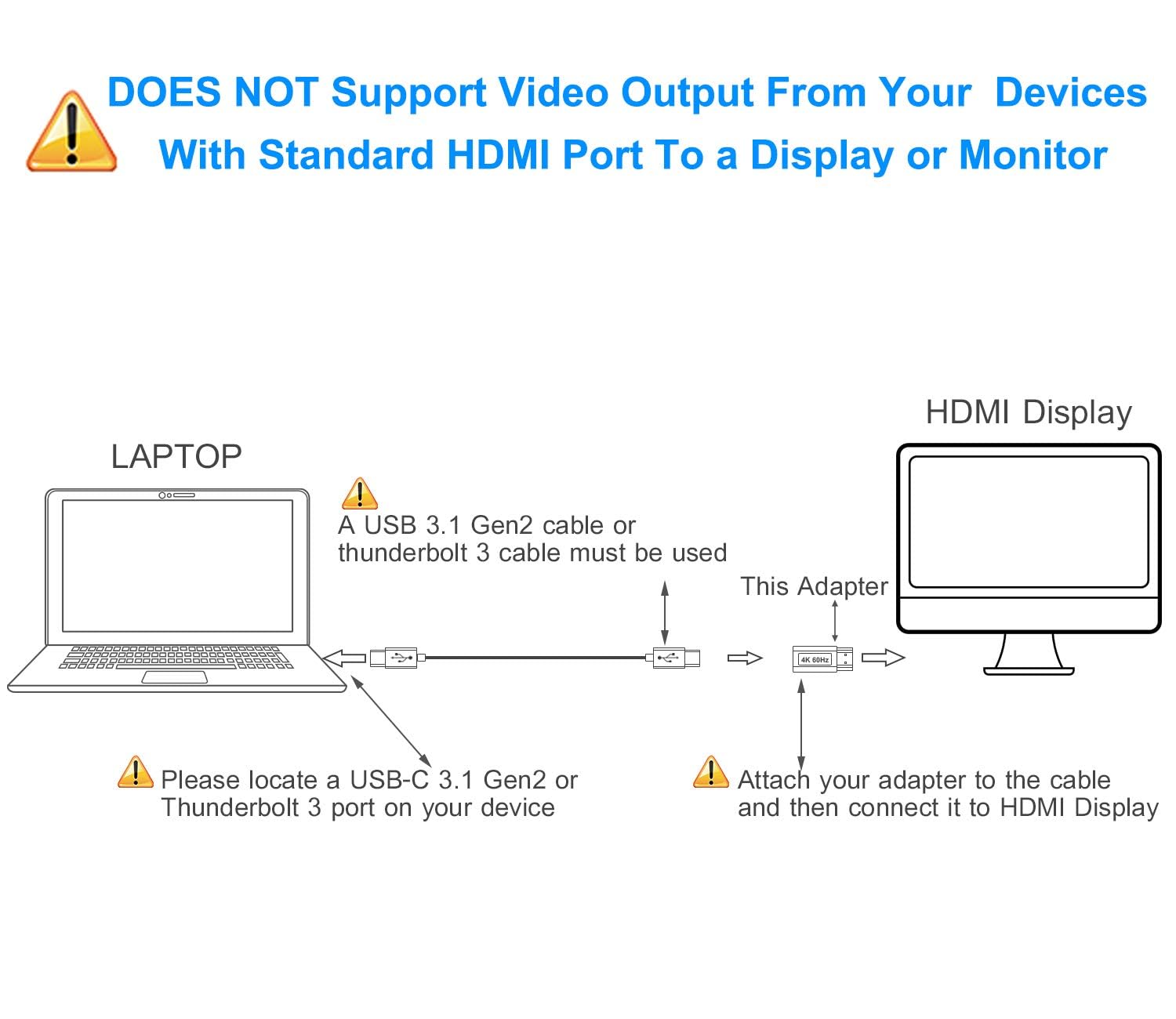 Elebase USB-C Female to HDMI Male Cable Adapter,USB Type C 3.1 Input to HDMI Output Converter,4K 60Hz USBC Thunderbolt 3 Adapter for New MacBook Pro,Mac Air,Chromebook Pixel and More