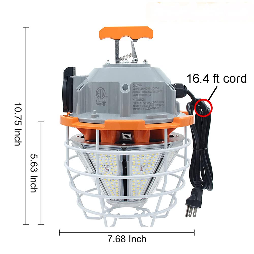 RIUVAO LED Temporary Work Light 110V-277V 150W 25000ML 5000K Linkable Construction Light Daylight White,Hanging for Job Site Waterproof IP64 Outdoor Warehouse High Bay