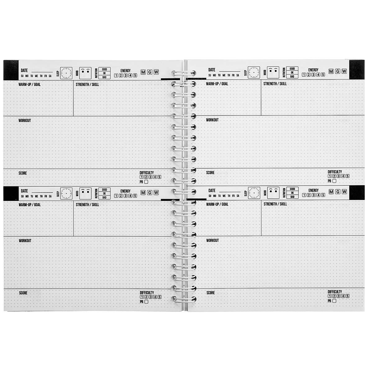 WODBOOK Workout Journal for Athletes - WOD Logbook - Exercise Planner - Cross Training Tracking Diary – WOD Book | Track 200 WODs + 130 Benchmarks + Personal Records | 140 Pages | Wire-Bound