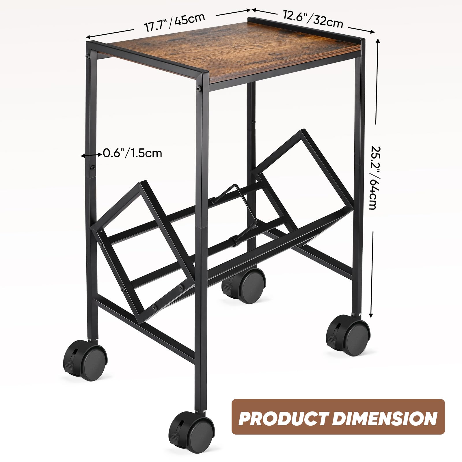 DACK Record Player Stand with Storage Up to 80 Albums,Turntable Stand with Matte Black Metal Legs, Record Player Table for Living Room Bedroom Office