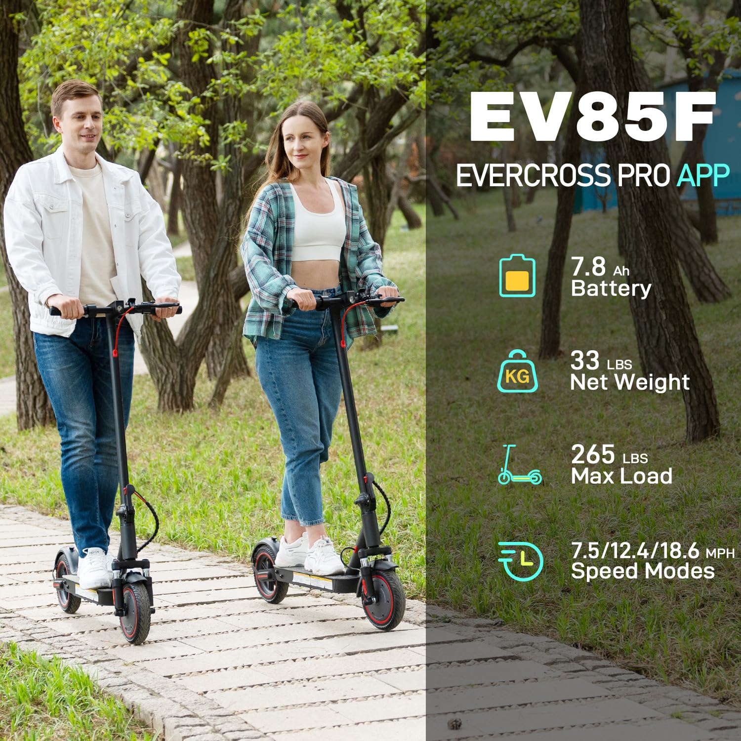 EVERCROSS Electric Scooter, Electric Scooter Adults with 350W Motor, Up to 19 MPH & 19 Miles E-Scooter, Lightweight Folding Electric Scooter for Adults with 8.5'' Solid Tires & APP Control