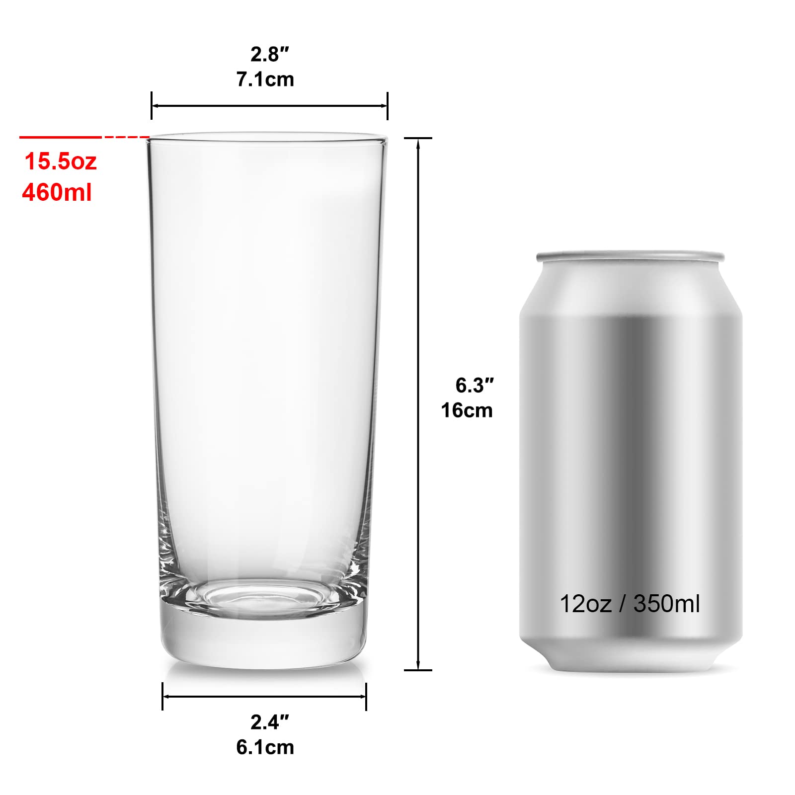 Heat-Resistant Drinking Glasses Set of 6 Double Fashioned Glass Lowball Tumblers 16oz Made From Premium Borosilicate All Crystal-Clear Water Cups, Mixed Drinkware For Daily Use - CL Count (Pack 1)