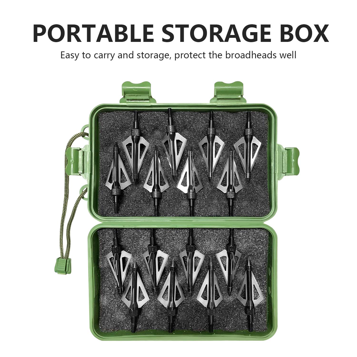 EONACTVE Broadheads 100 Grain - Crossbow Broadheads 24PK 3 Blades Arrow Tips Archery Broadheads for Hunting and Shooting Game, Pack with Storage Case