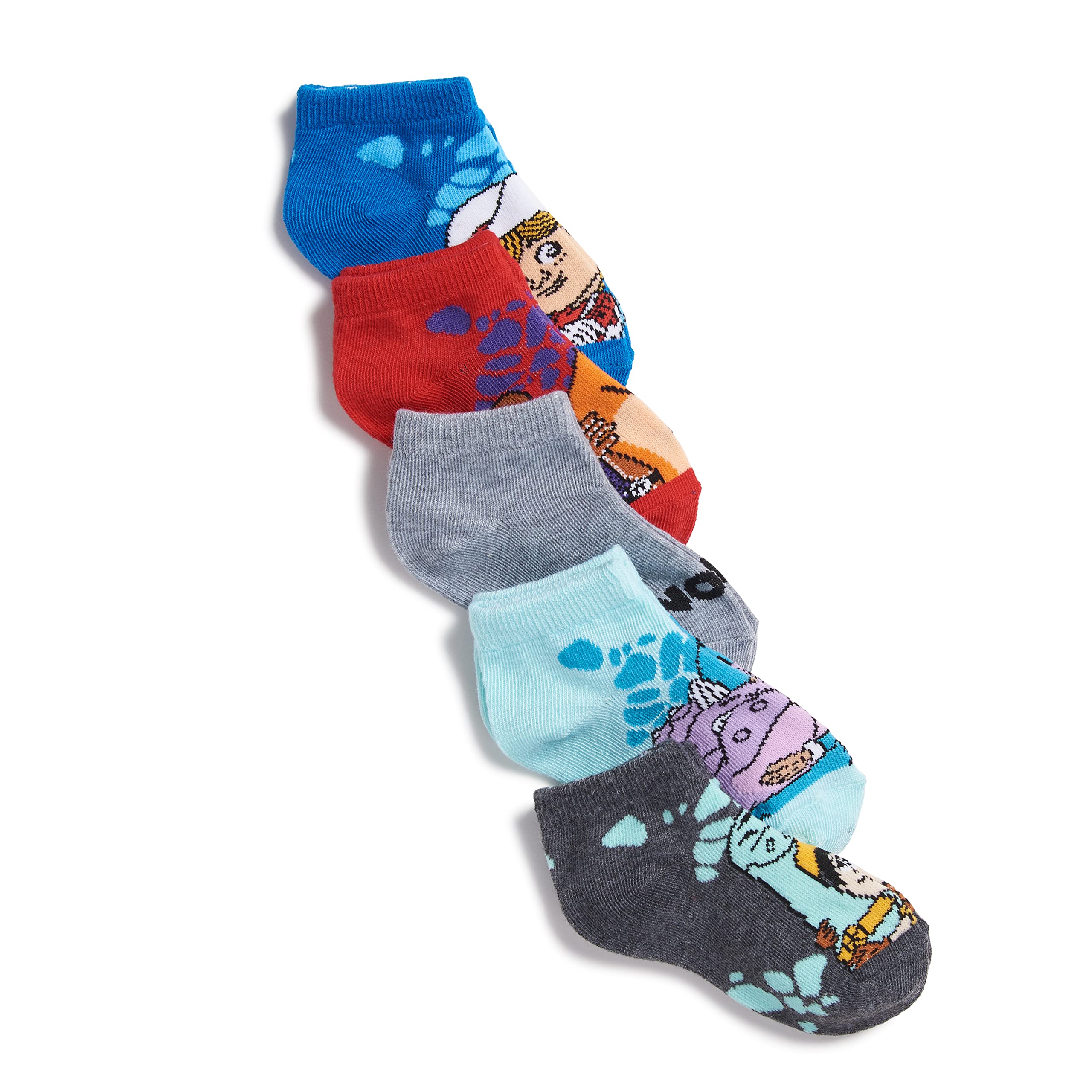 Dino Ranch boys Dino Ranch 5 Pack Shorty Casual Sock, Teal Blue Multi, 5-6.5 US