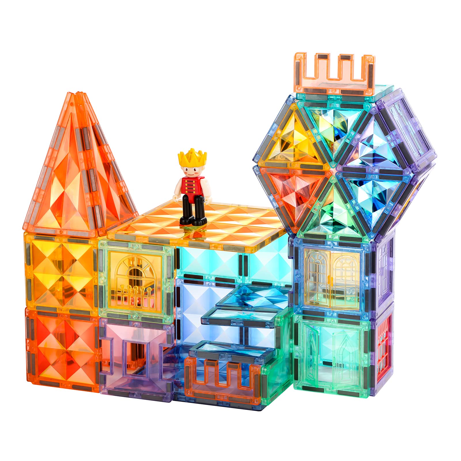 LCSH Magnetic Tiles 3D Magnet Building Blocks Construction Builder Set STEM Early Learning Educational Toys for Kids Ages 3+ Girls Boys Children (100 Pieces)