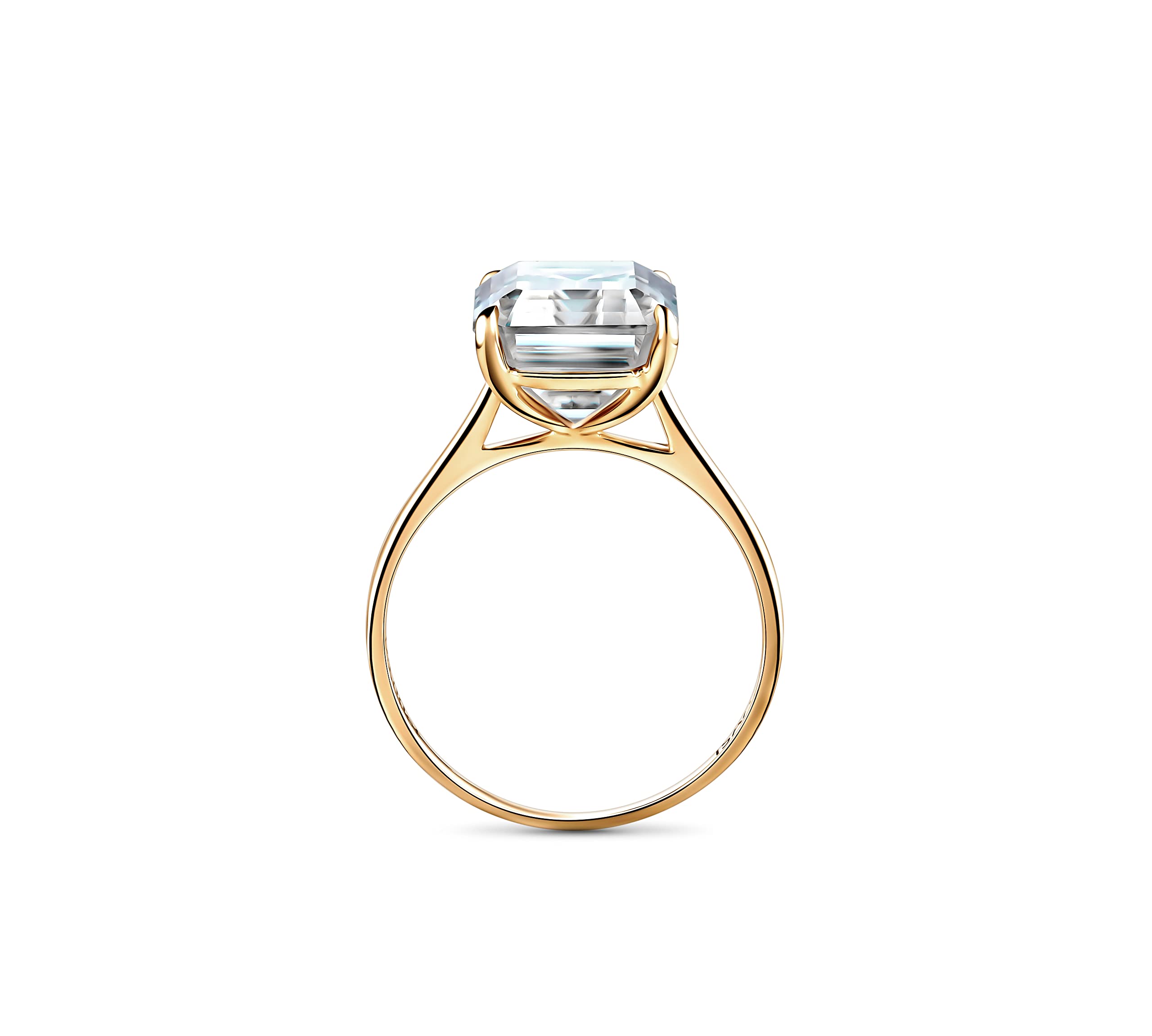 ISAAC WOLF Emerald Cut 14k Solid Gold 5 Carat Genuine Moissanite Diamond Solitaire Proposal Wedding Ring 14k Solid White, Yellow OR Rose GOLD (White Gold, 7)