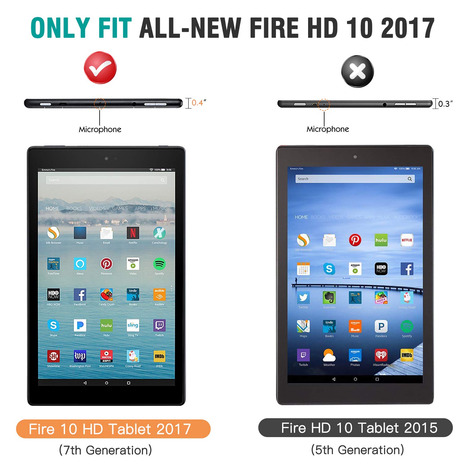 Dadanism All-New Amazon Fire HD 10 Tablet Case (9th Generation - 2019 Release) / (7th Generation - 2017 Release), Folio Cover Slim Stand for 10.1 Inch Cover - Black