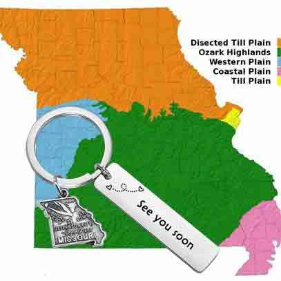 ENSIANTH See you soon Keychain Long Distance Relationship State Map Keychain Moving Away Gift Lovers Location Gift (Missouri key)