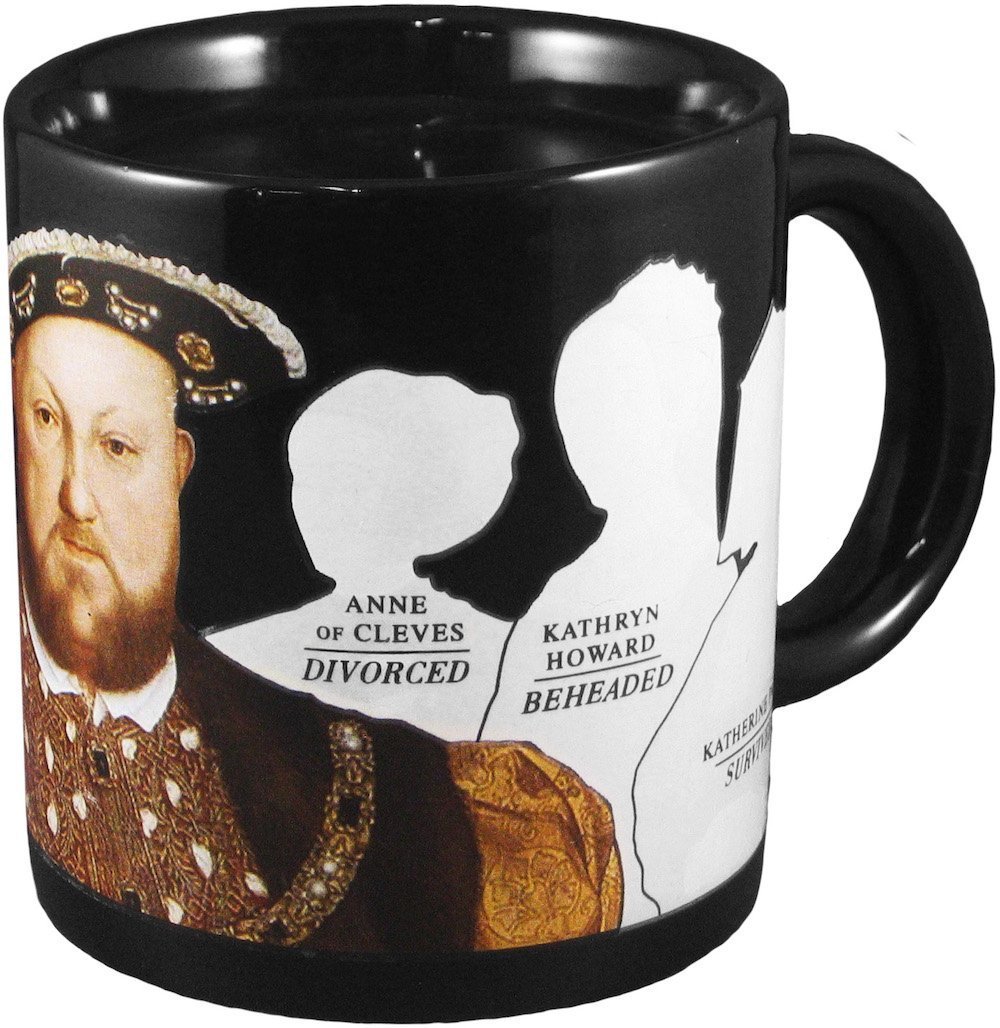 Henry VIII Disappearing Coffee Mug - Add Hot Water and Watch Henry's Wives Disappear - Comes in a Fun Gift Box - by The Unemployed Philosophers Guild, 10Fl oz